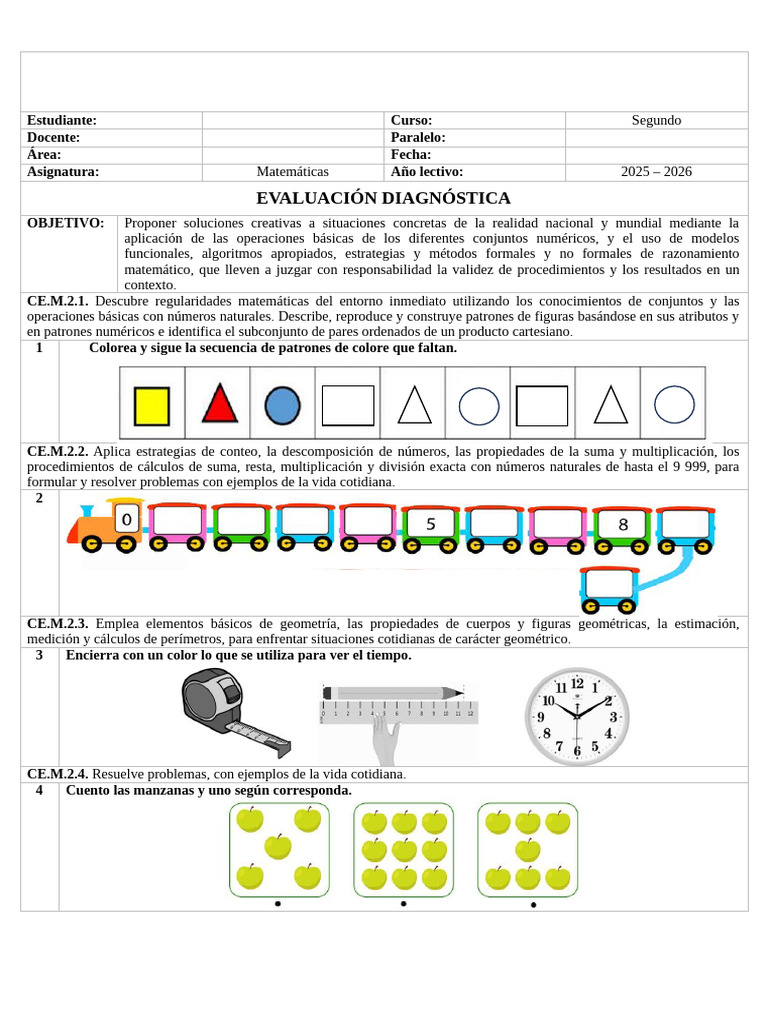 Evaluación - Diagnostico - Mat | PDF | Matemáticas | Geometría