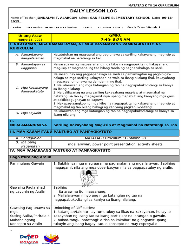 Lesson Plan June 16,2025 | PDF