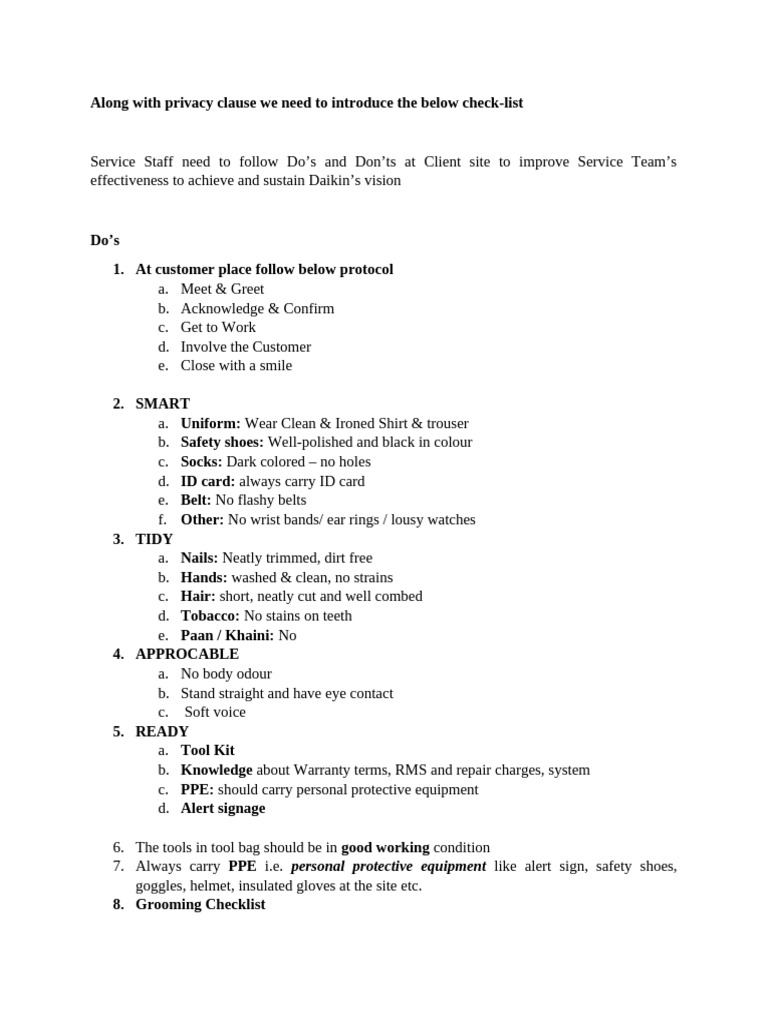 Client Site Visit Protocol Checklist | PDF