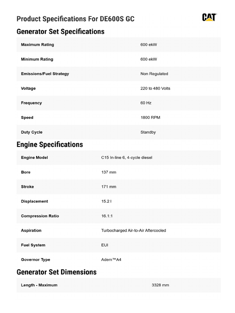 De600s-Gc Blue Water Maribago Genset | PDF
