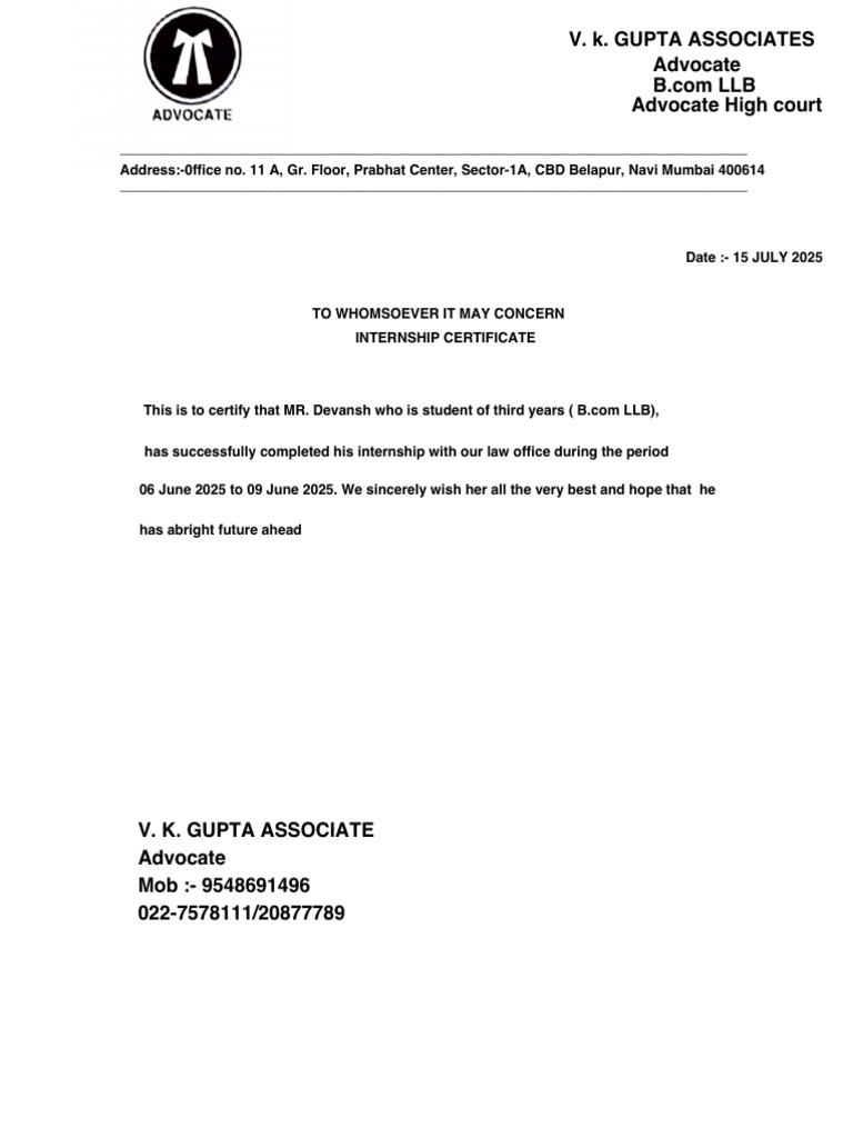 Intership Certificate 2 | PDF