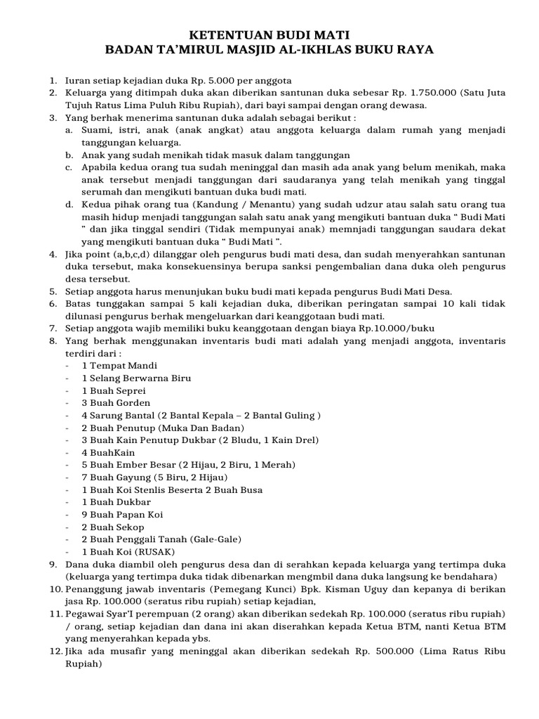 Ketentuan Budi Mati | PDF