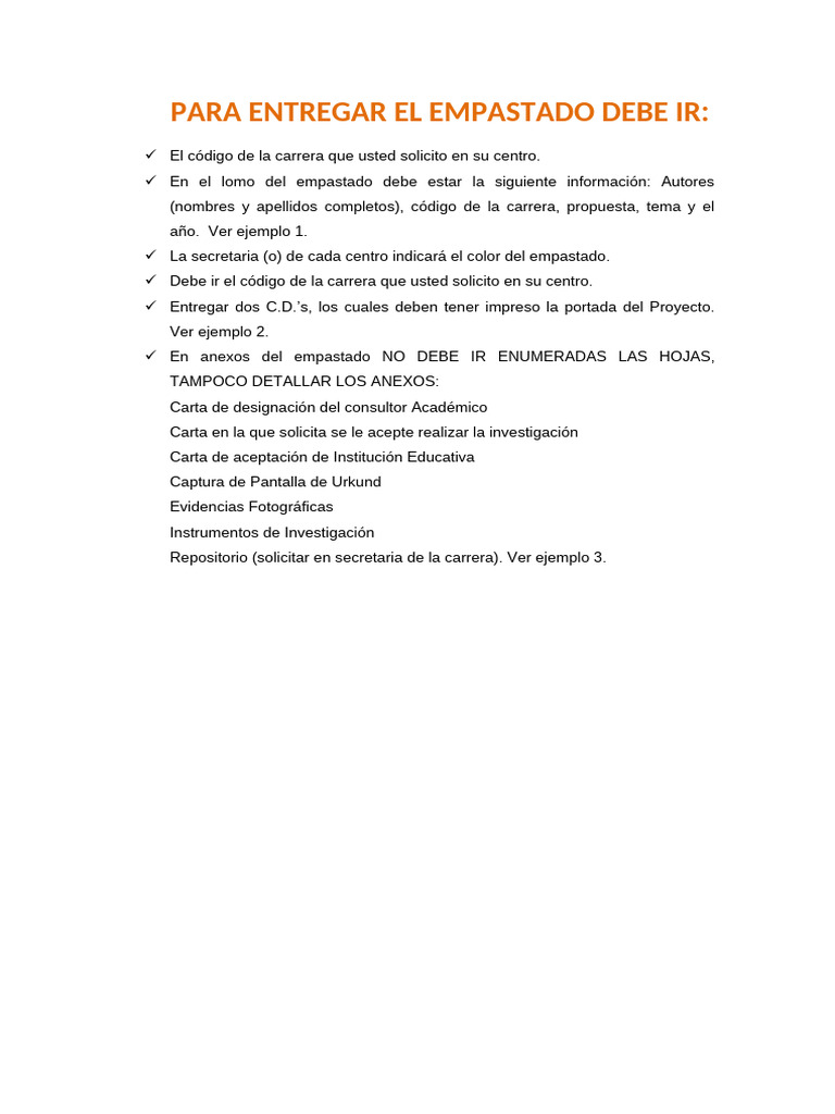 Requisitos para Informe Empastado | PDF | Aprendizaje