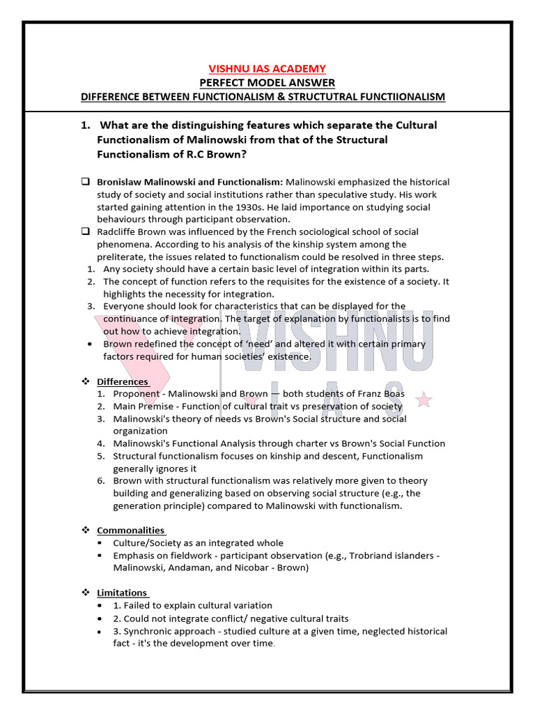Functionalism vs Structural Functionalism | PDF