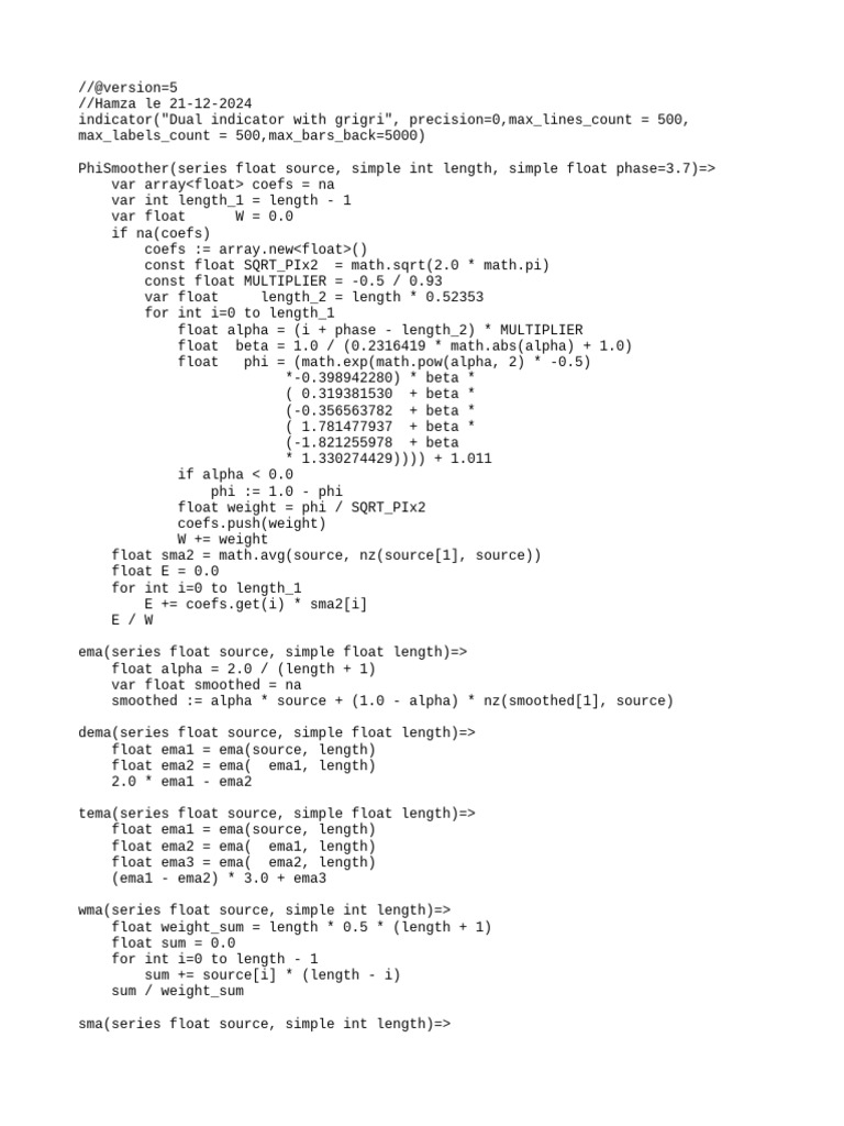 Dual Indicator With Grigri | PDF | Moving Average | Parameter (Computer Programming)