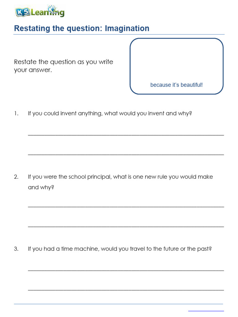 Grade 3 Restating The Question Ues | PDF