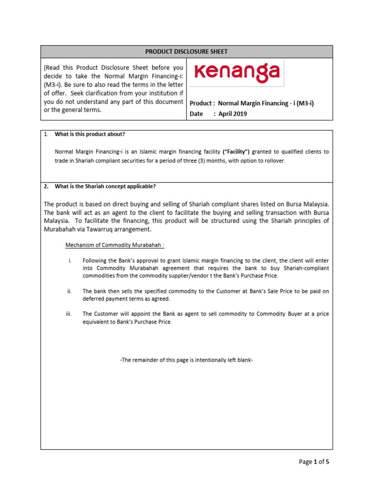 Product Disclosure Sheet m3 I 2019 | PDF | Private Sector | Financial ...