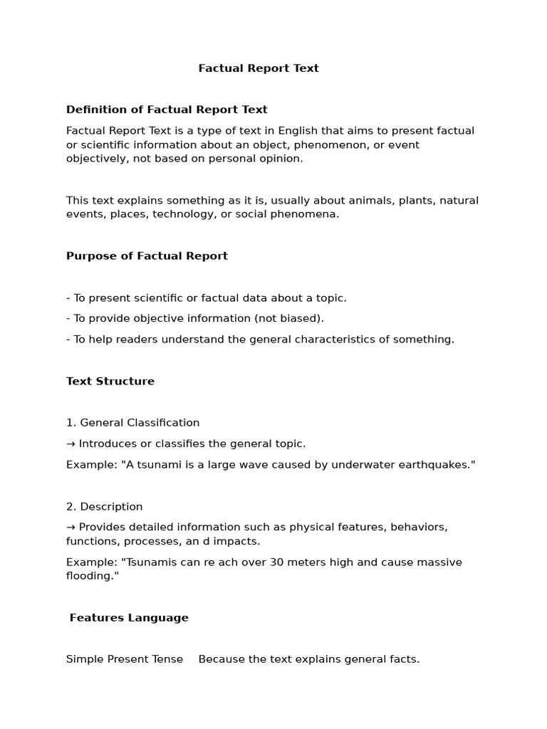 Understanding Factual Report Text | PDF