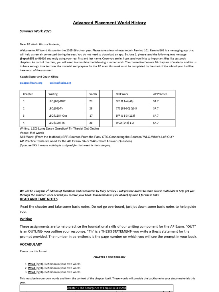 AP World History Summer Work 2025 | PDF | Religious Faiths | Abrahamic ...