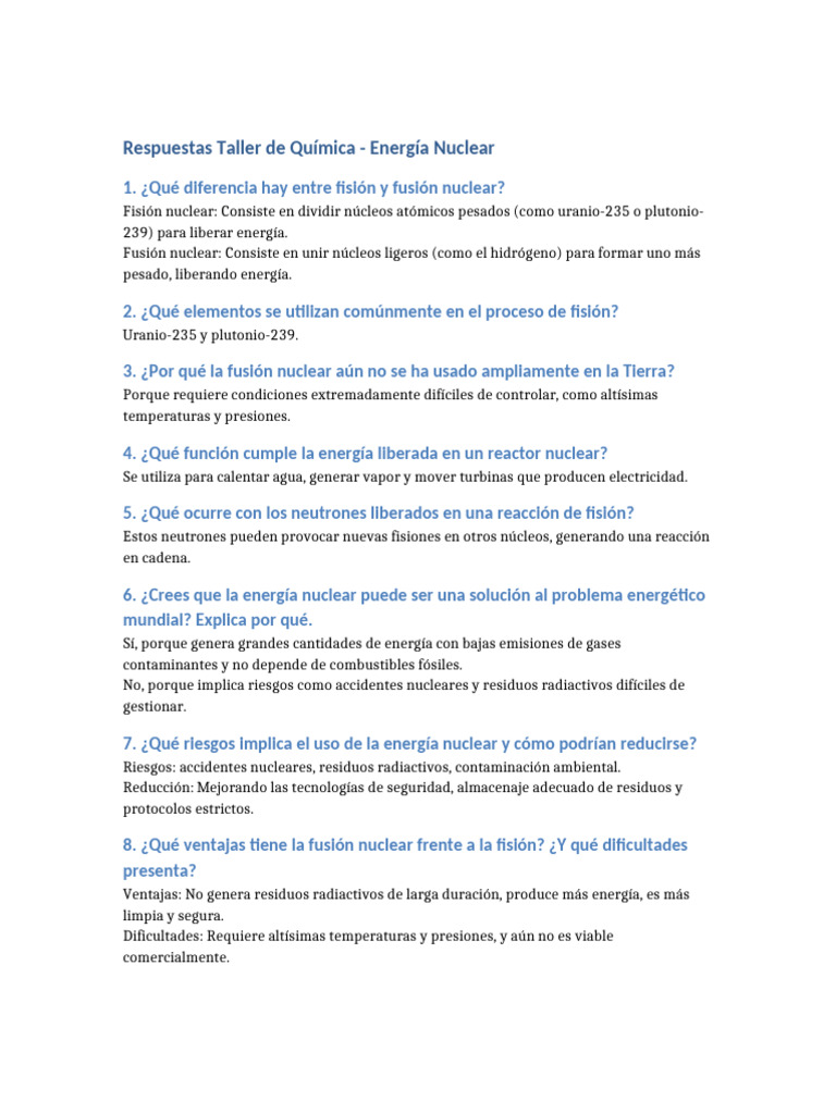 Fisión vs Fusión Nuclear: Claves y Riesgos | PDF | La energía nuclear ...