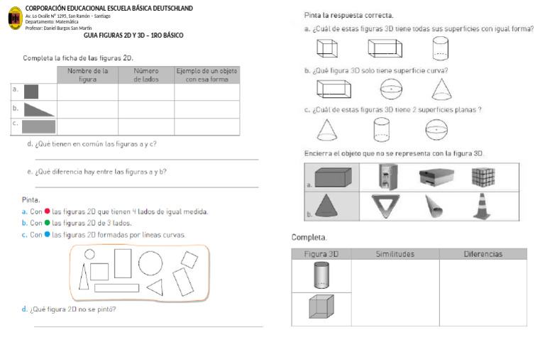 Guía de Figuras 2D y 3D - 1ro Básico | PDF