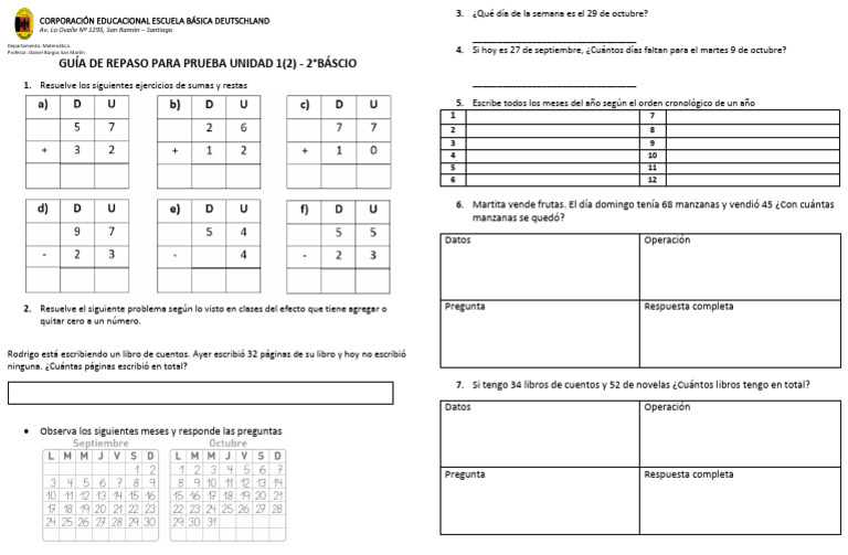 2do Mate U1 (2) Guia de Repaso para La Prueba | PDF