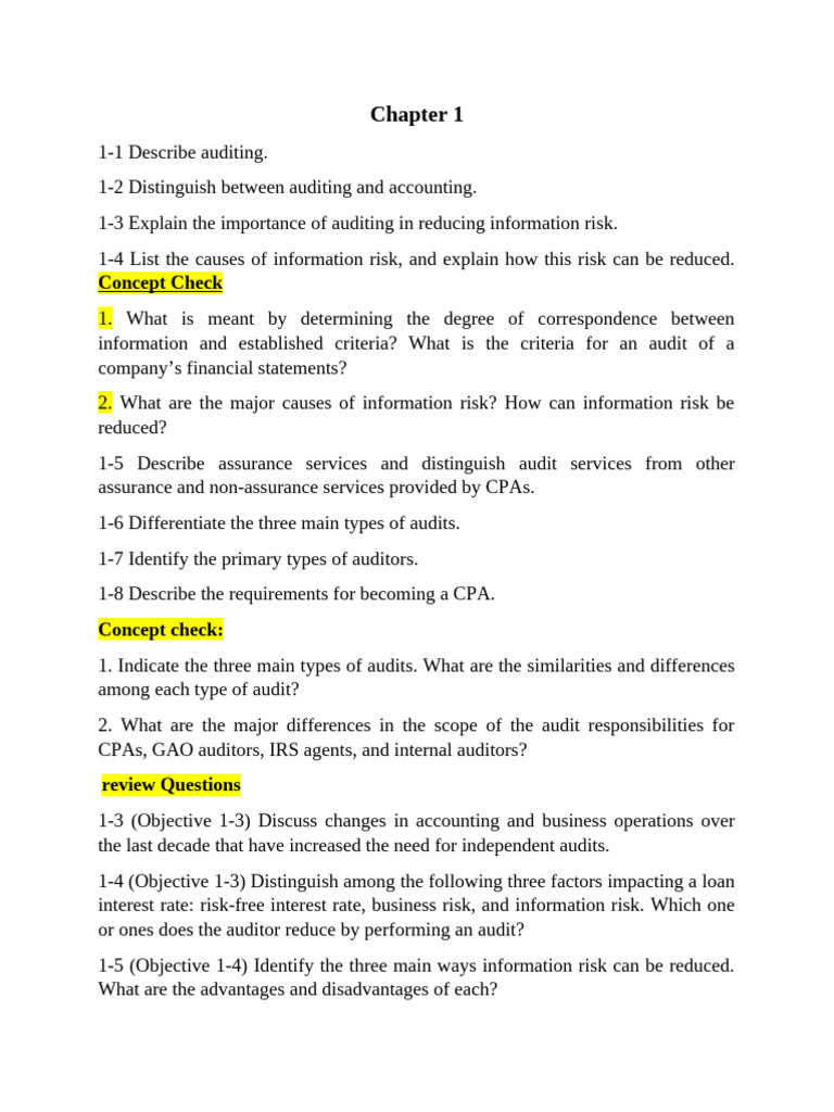 Chapter 1 Audit Question | PDF | Auditor's Report | Audit
