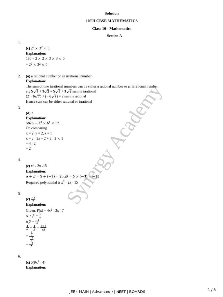 Mathematics Solution | PDF | Algebra | Discrete Mathematics