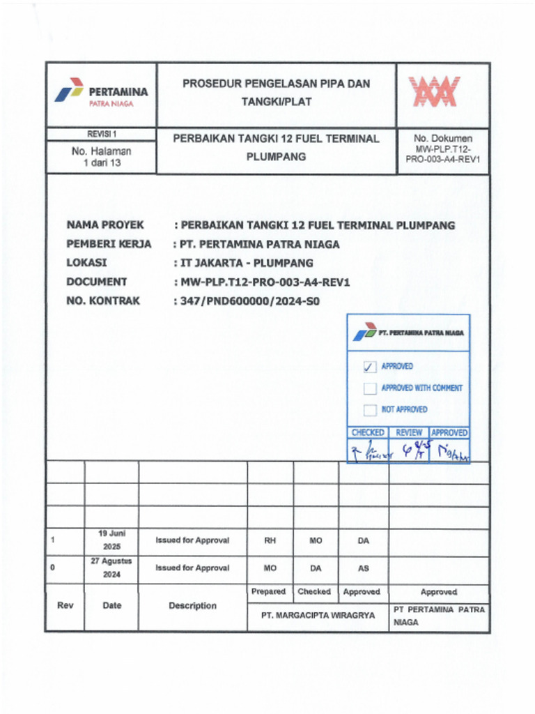 HR Prosedur Pengelasan Pipa Dan Tanki PRO-003-A4 R1 FINAL MARGACIPTA | PDF