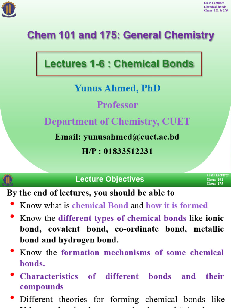 My Lecturer Chemical Bonds CE PME | PDF | Chemical Bond | Chemical ...