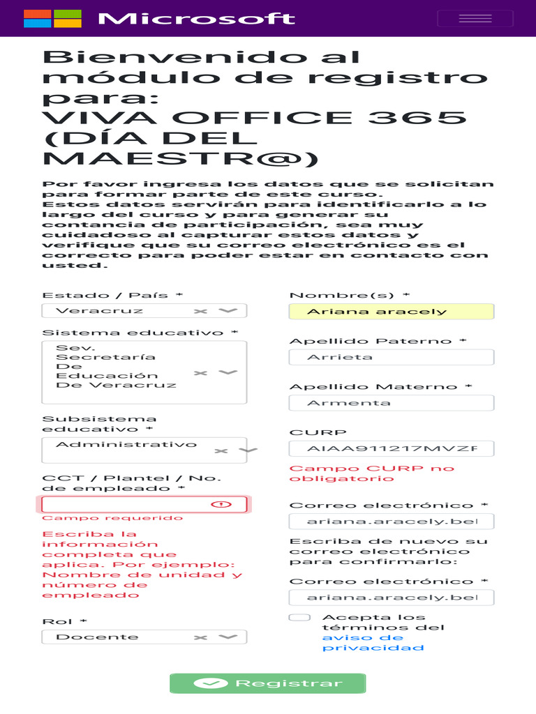 Registro para VIVA OFFICE 365 | PDF