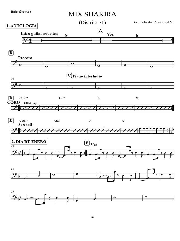 Mix Shakira - Bass(1) | PDF
