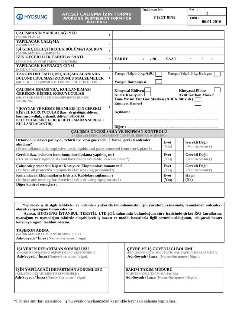 Çalişma i̇zi̇n Formu | PDF