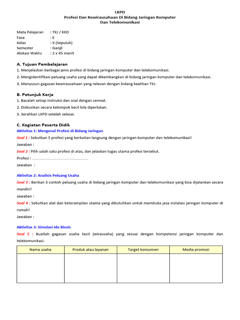 Profesi dan Peluang Usaha Jaringan Komputer | PDF