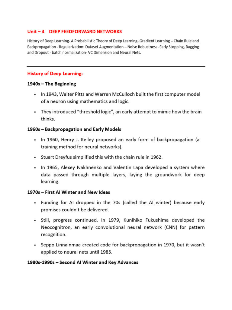 Unit 4 Short Notes Deep Feedforward Networks Gradient Learning | PDF ...