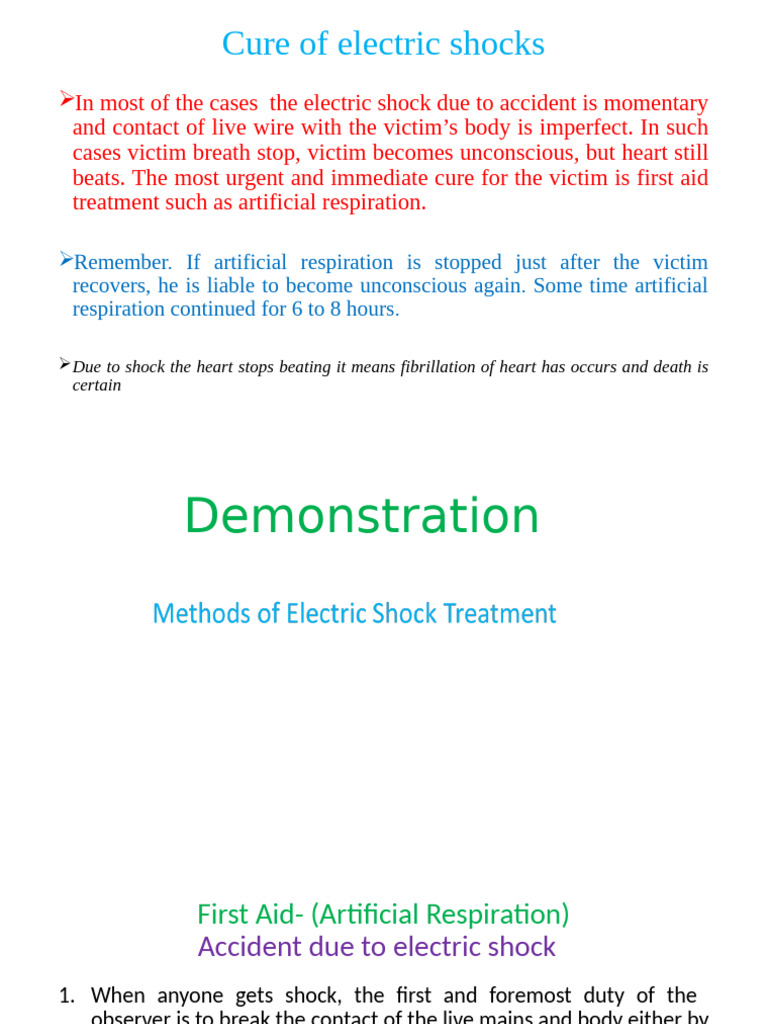 First Aid for Electric Shock Treatment | PDF | First Aid | Breathing