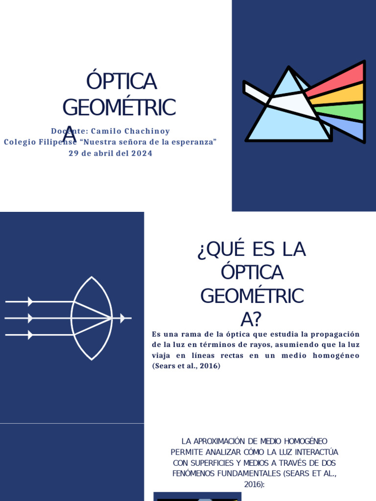 Presentación Óptica Geométrica | PDF | Refracción | Reflexión (Física)