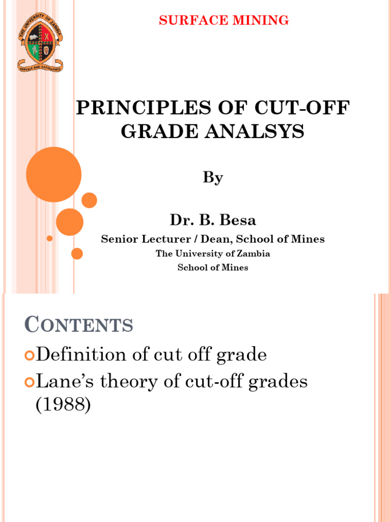 Lecture 3 - Cut Off Grade Analysis | PDF | Mining | Minerals