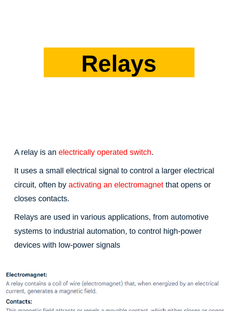 How Relays Operate as Switches | PDF