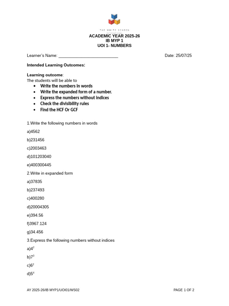 Toddle - Worksheet IB MYP1 UOI 102 | PDF