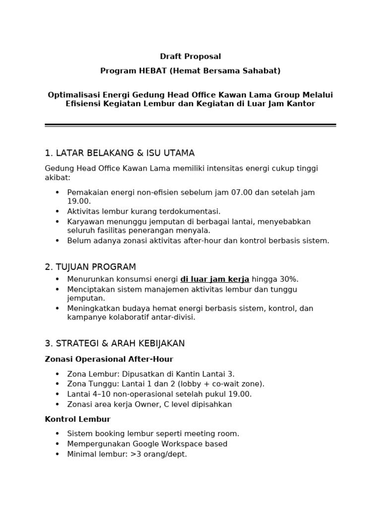 Proposal Lembur Hemat Energi HO KLG | PDF