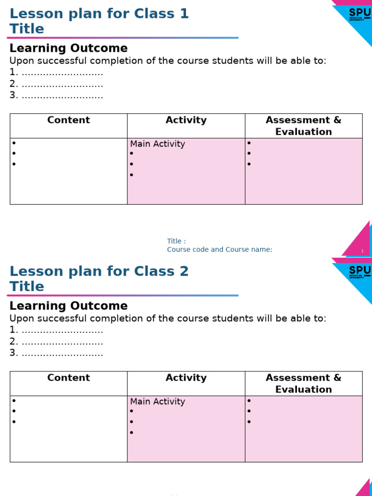 Class 1-15 Lesson Plans Overview | PDF | Lesson Plan | Pedagogy