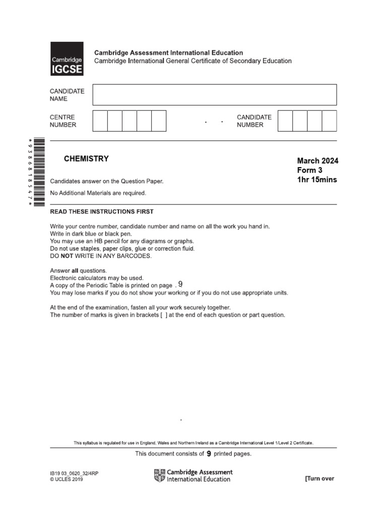 Chemistry F3-2024 | PDF