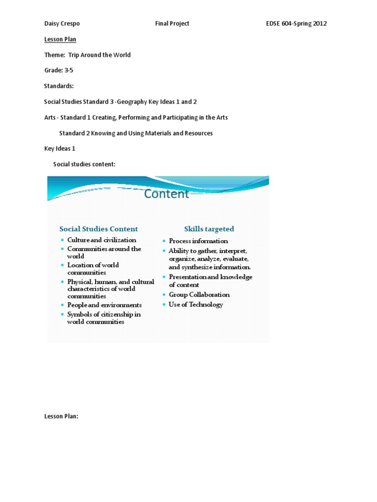 Trip Around the World Lesson Plan | PDF