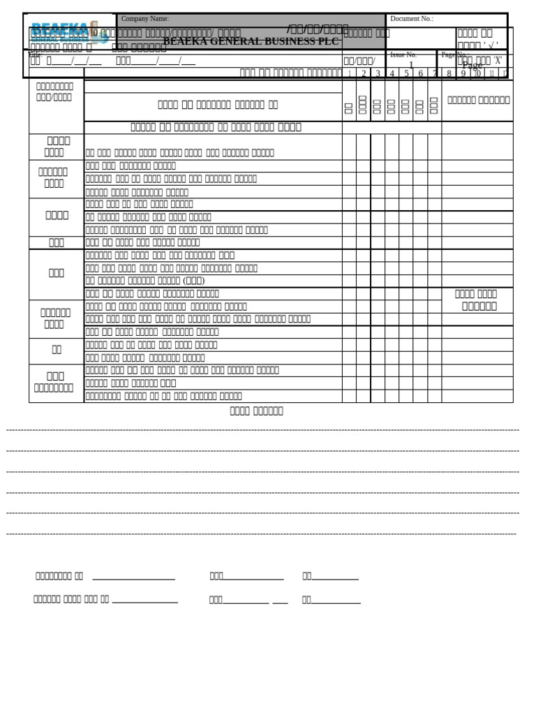 Daily Check List | PDF