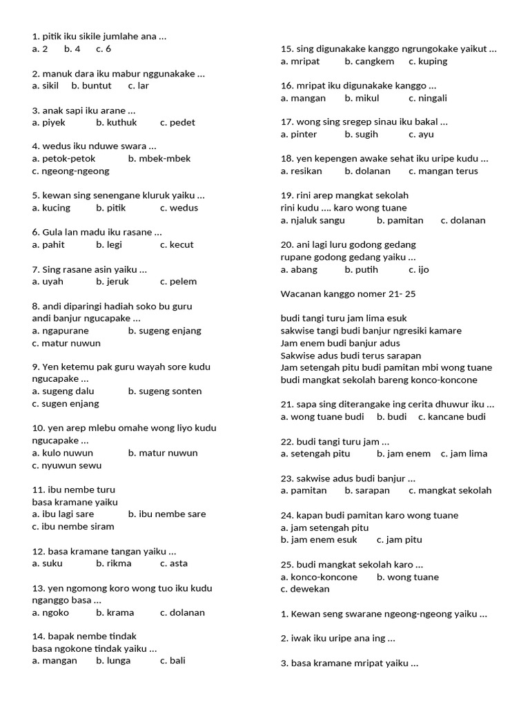 Bahasa Jawa Keas 2 | PDF