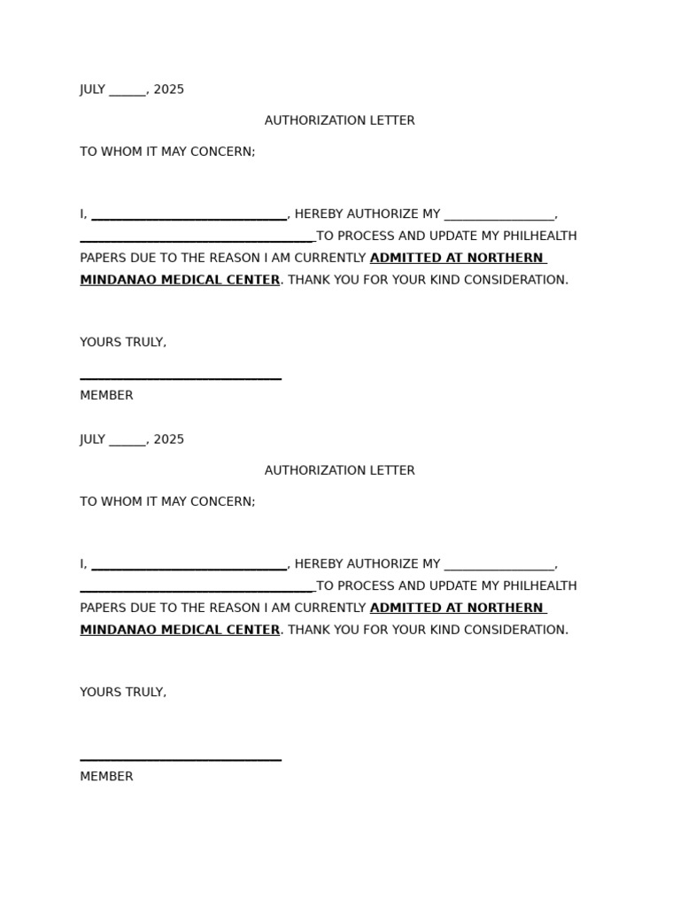 Authorization Letter - Blank | PDF