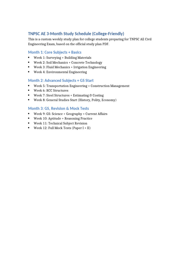 TNPSC AE Study Plan for Students | PDF