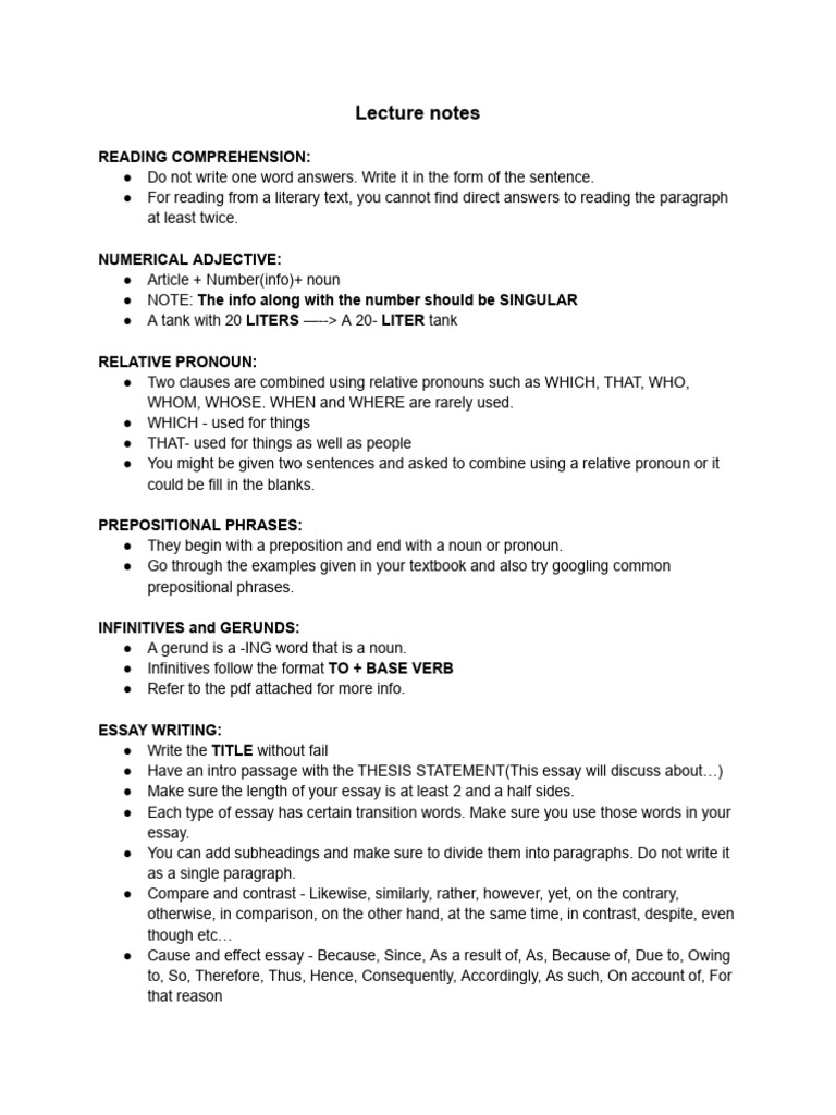 Lecture Notes | PDF | Verb | English Grammar