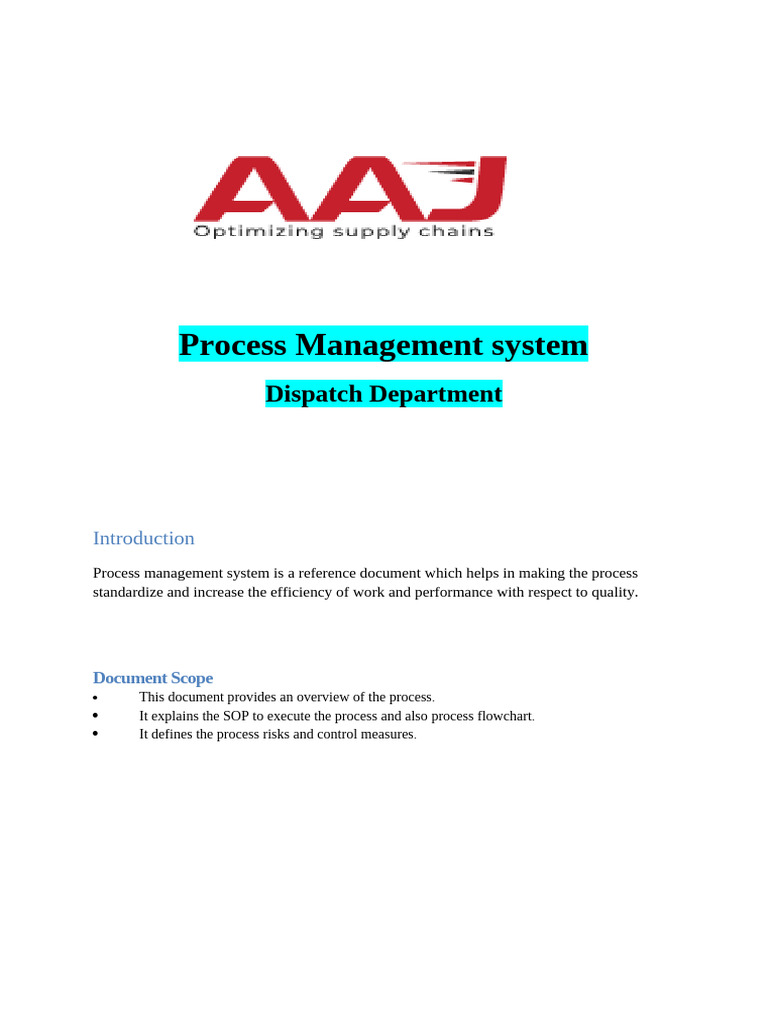 Dispatch SOP - Process Management System-Dispatch | PDF | Warehouse