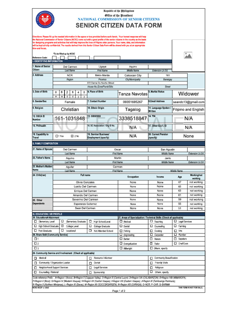 SC Data Form | PDF