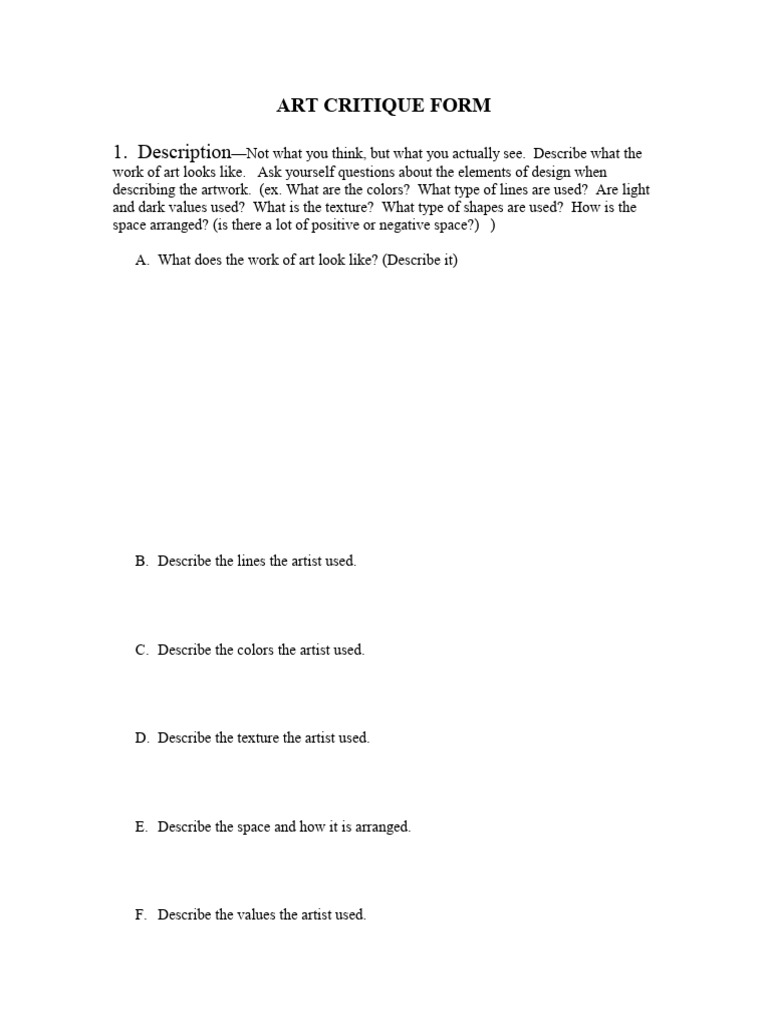 4-Step Art Critique Guide | PDF