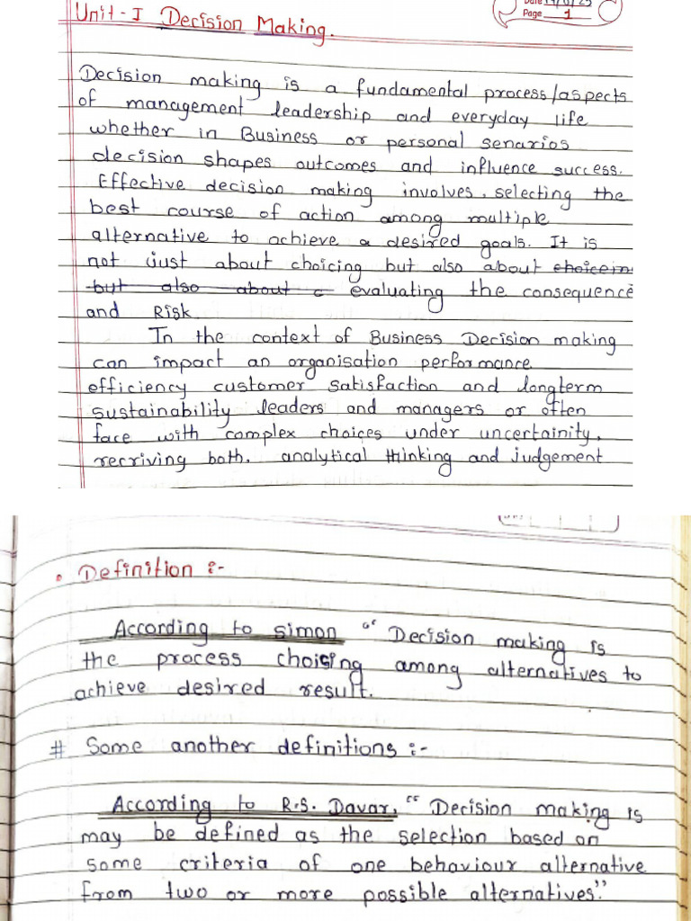 Decision Making Unit 1 Notes-1 | PDF