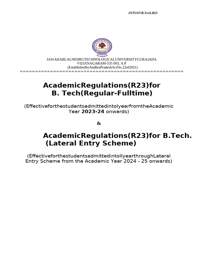 Jntugv-R23 Cse Syllabus | PDF | Academic Degree | Massive Open Online ...
