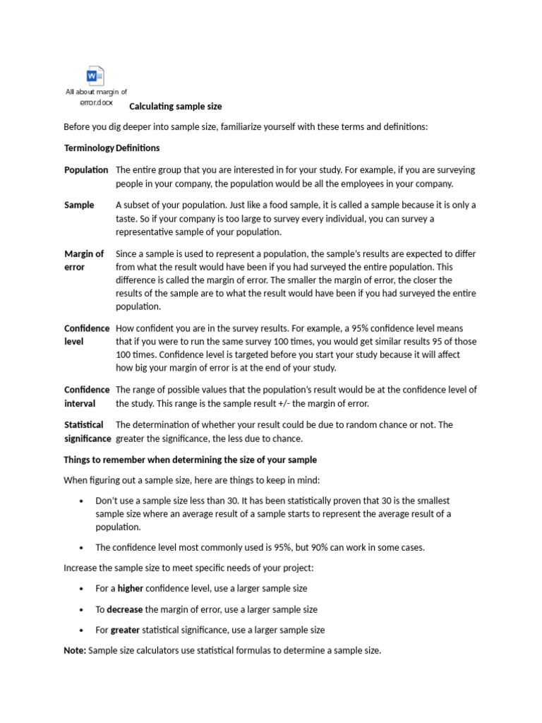 Calculating Sample Size | PDF | Sample Size Determination | Sampling (Statistics)