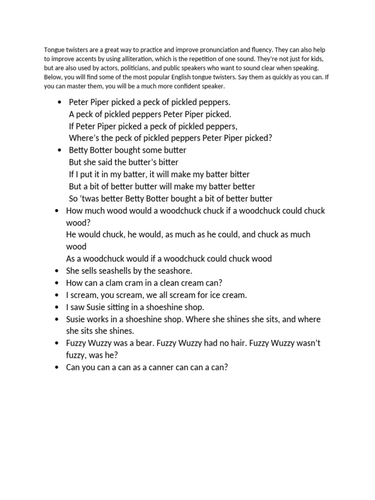 Tongue Twisters Are A Great Way To Practice and Improve Pronunciation ...