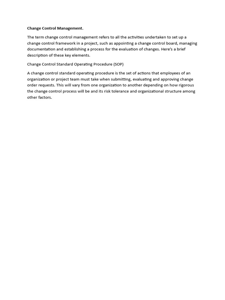 Change Control Management. | PDF