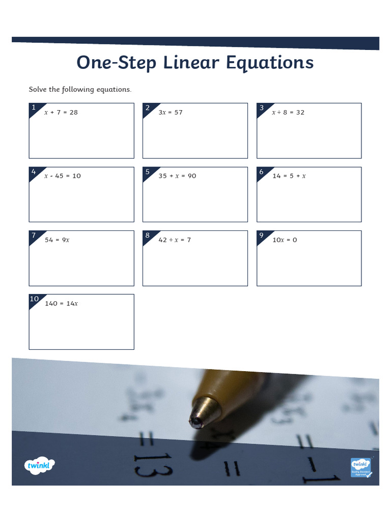 WS - One-Step Linear Equations | PDF