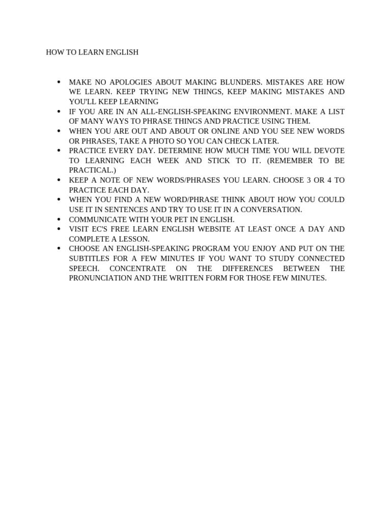 How To Learn English | PDF