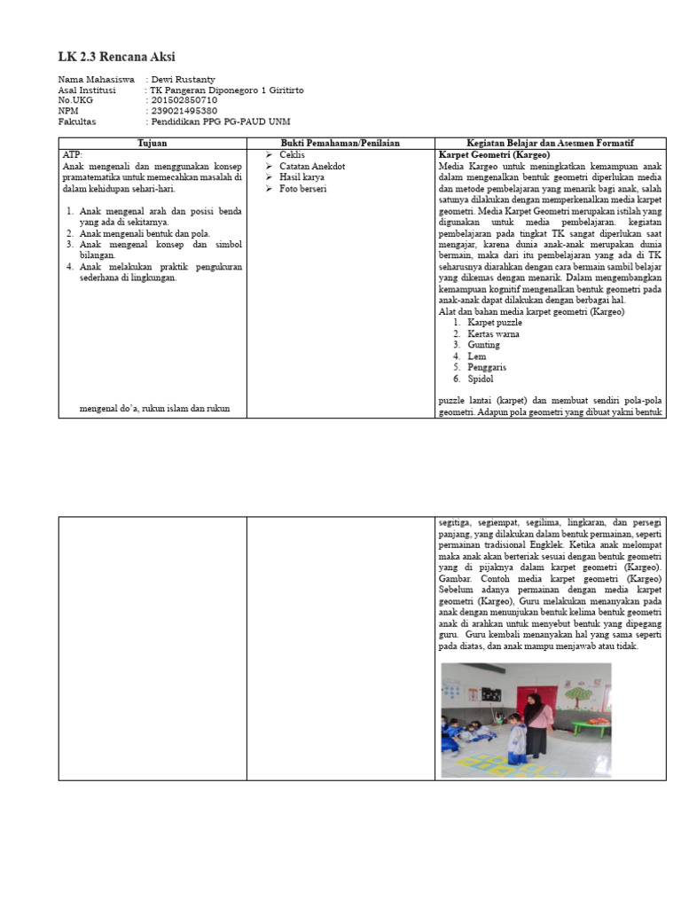 Siklus 2 LK 2.3 Rencana Aksi | PDF